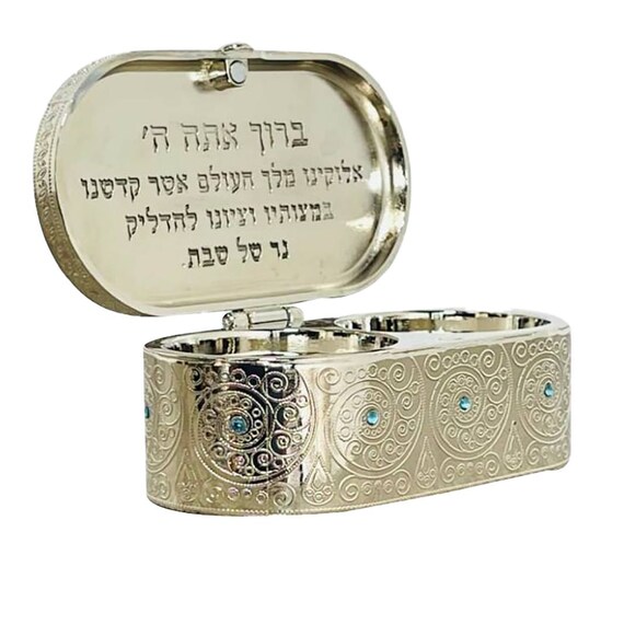 Travel Candle Holder Nickel Shabbat Kit in Convenient Box | Etsy