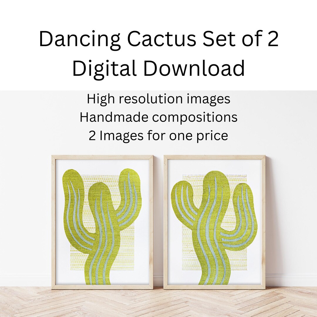 Printable Wall Art - Dancing Cactus Desert Wall Art - Minimalist Desert ...