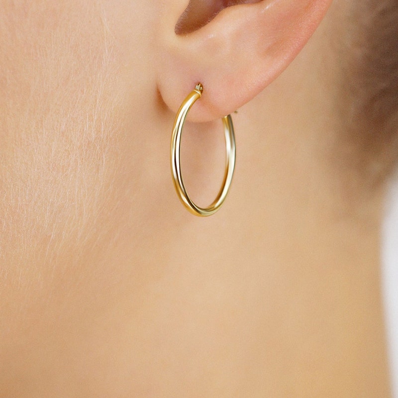 Real Gold Hoop Earrings - Etsy