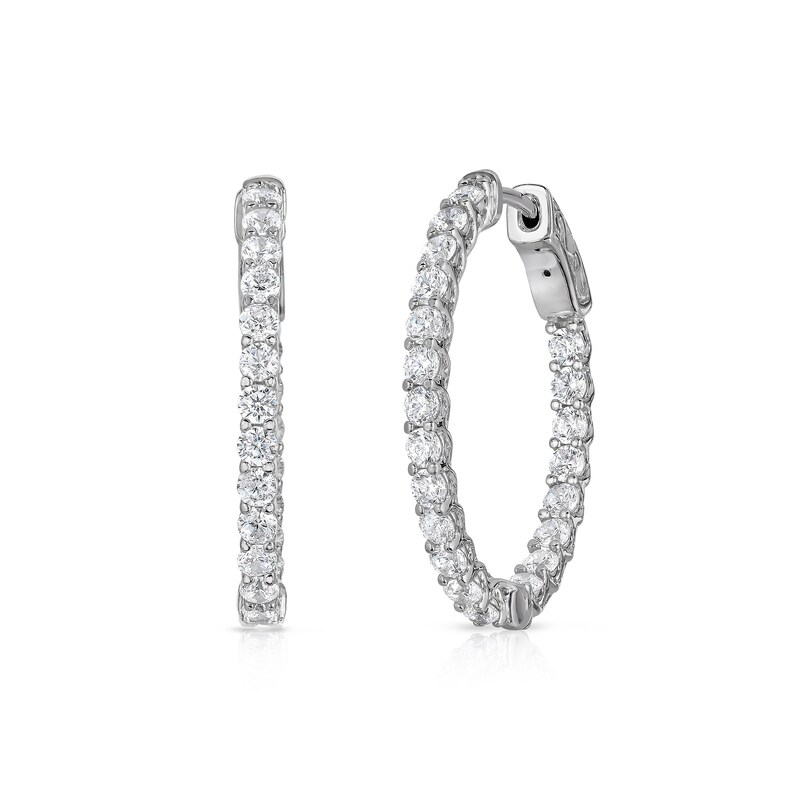 Diamond Hoop Earrings - Etsy