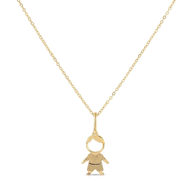 14K Yellow Gold Little Boy Pendant, Solid 14K Gold Charm Pendant ...