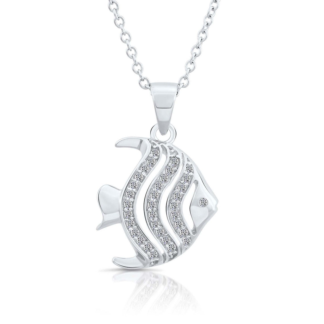 Angelfish Necklace Sterling Silver Tropical Fish Charm - Etsy