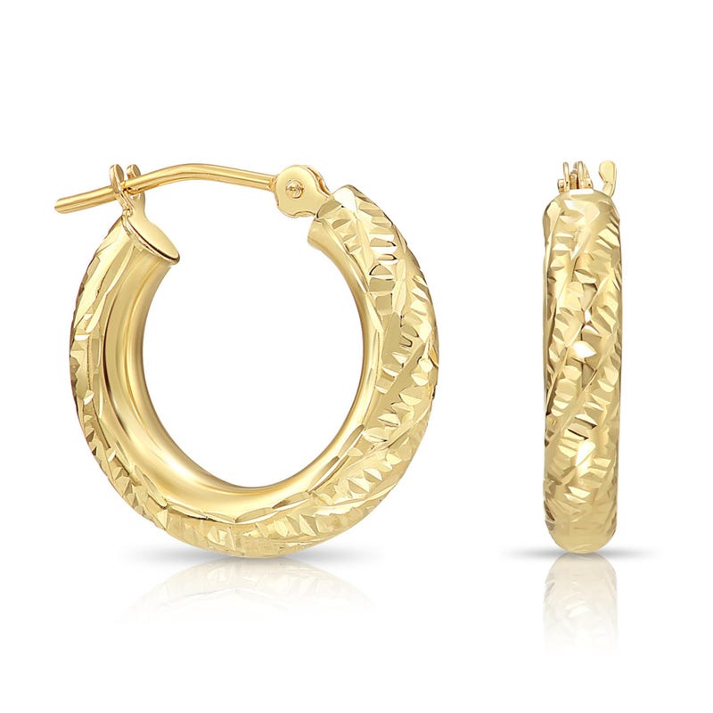 Chunky Engraved Hoops Gold - Etsy