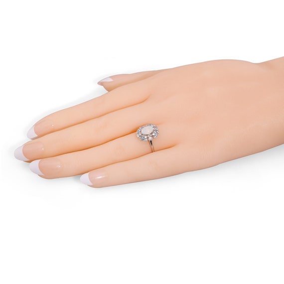 Opal Ring Sterling Silver Fire Opal Oval Ring Elegant | Etsy