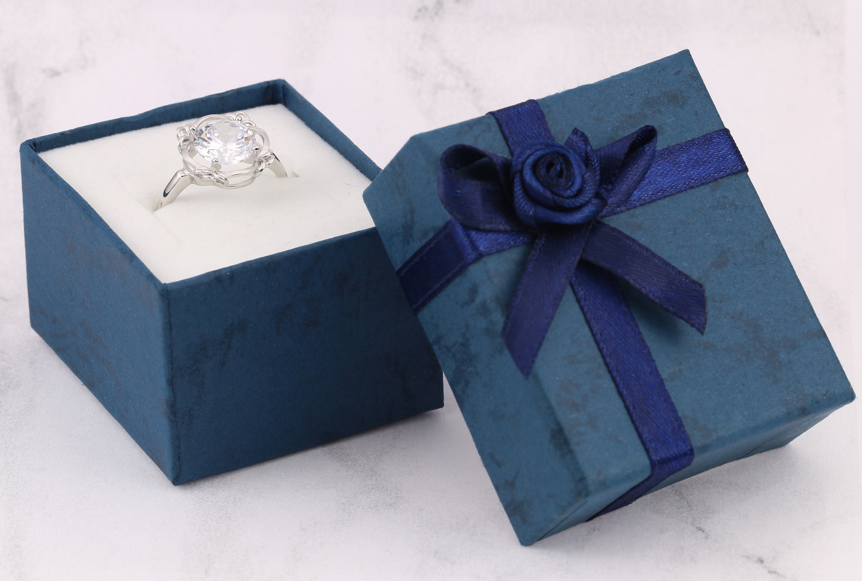 Simulated Diamond Ring Sterling Silver Ring April Birthstone - Etsy