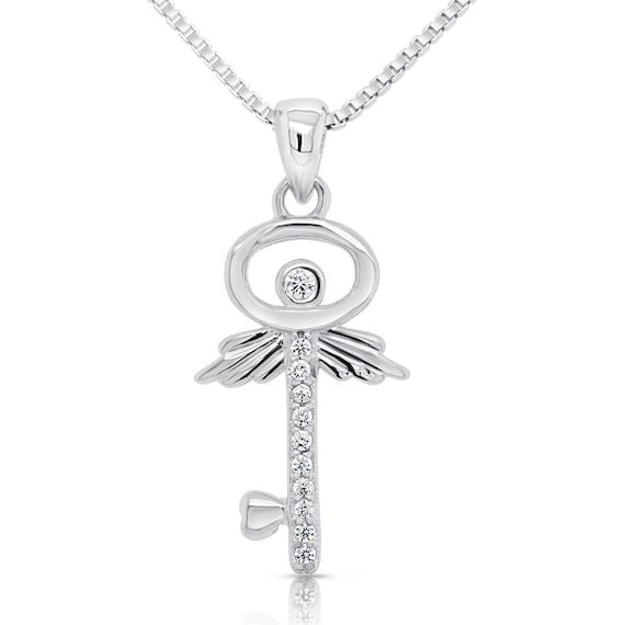 Sterling Silver Key Necklace Modern Key Necklace - Etsy