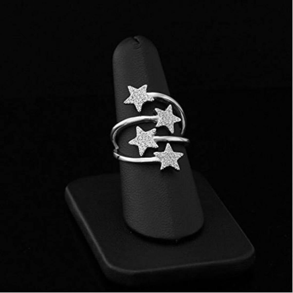 Sterling Silver Sparkling Cz Stars Wrap Spiral Ring | Etsy