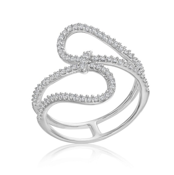 Infinity Crossover Open Ring in Sterling Silver Two-linked | Etsy