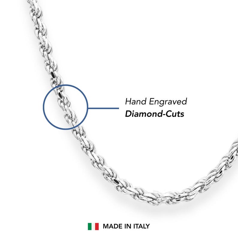 Sterling Silver Rope Chain Bracelet, SOLID 925 Sterling Silver Twisted ...