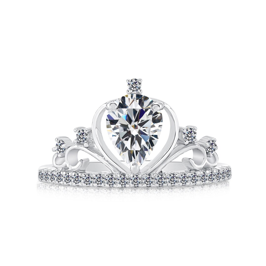 Sterling Silver Royal Princess Tiara Ring With Simulated Diamond CZ ...