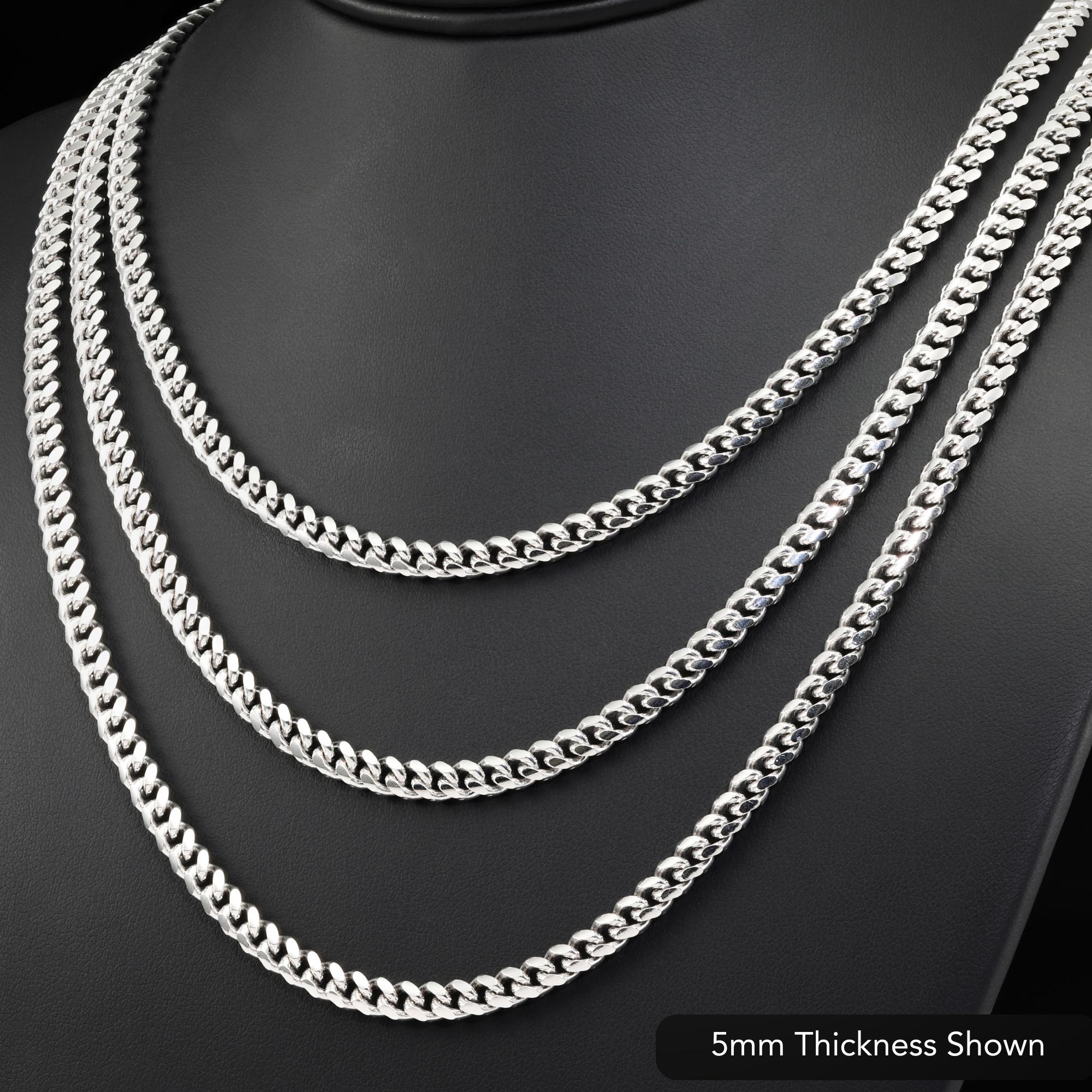 Solid Sterling Silver Cuban Chains, Italian 925 Pure Sterling Silver ...