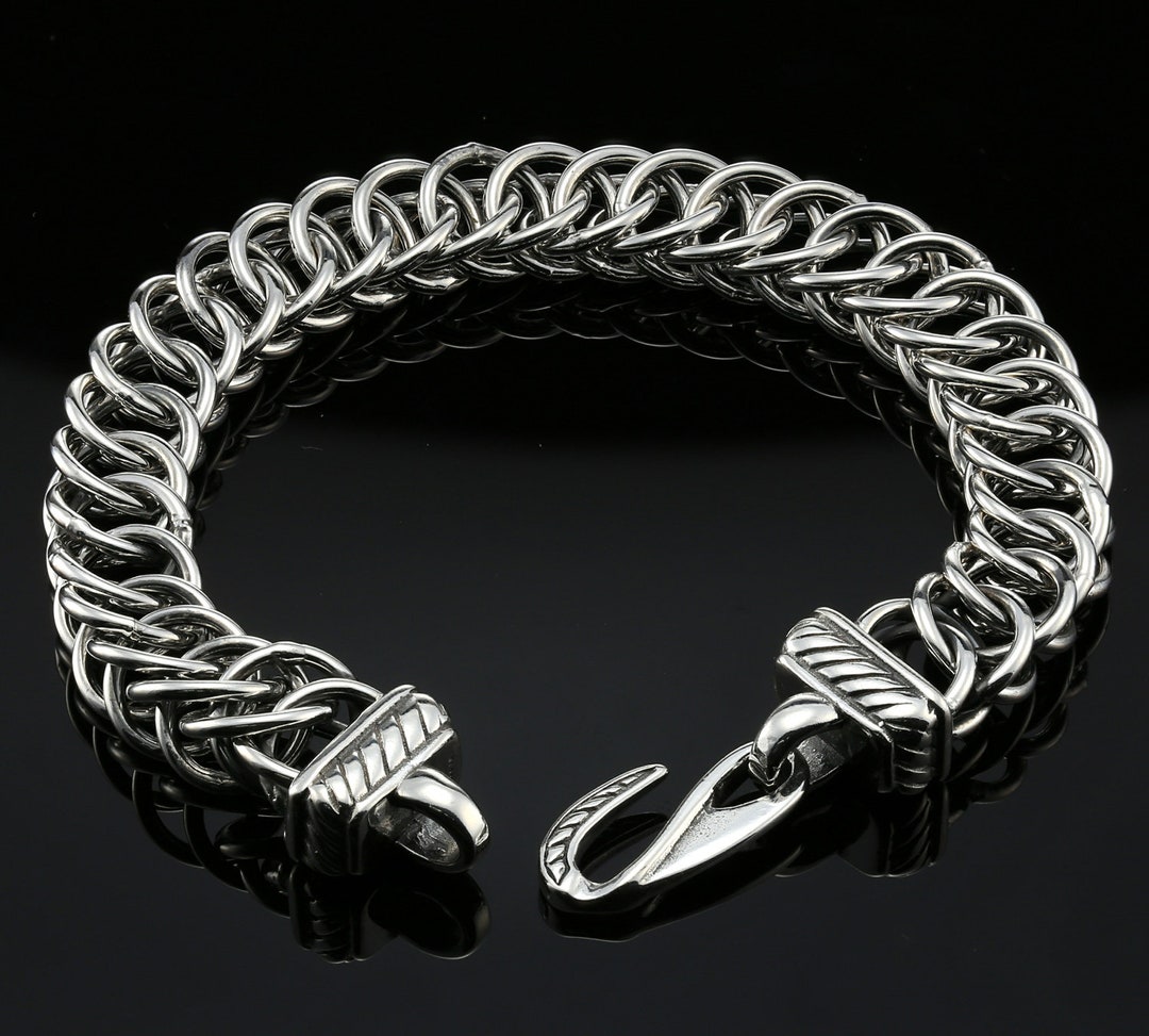 Dark Sterling Silver Handmade Snake-styled Byzantine Ring Chain ...