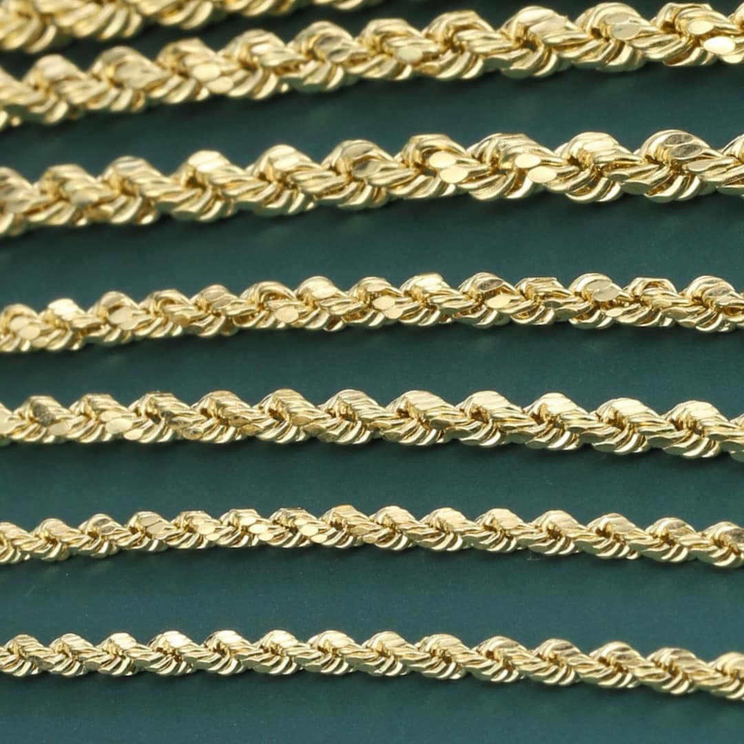 14K Yellow Gold Rope Chain Bracelet, SOLID 14K Gold Stackable Bracelet ...
