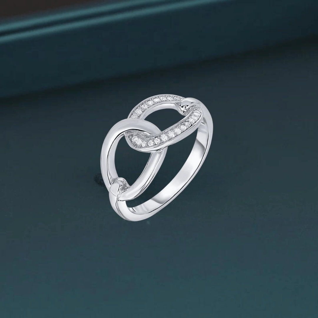 Open Circle Wide Link Ring Cubic Zirconia Ring in .925 Sterling Silver ...
