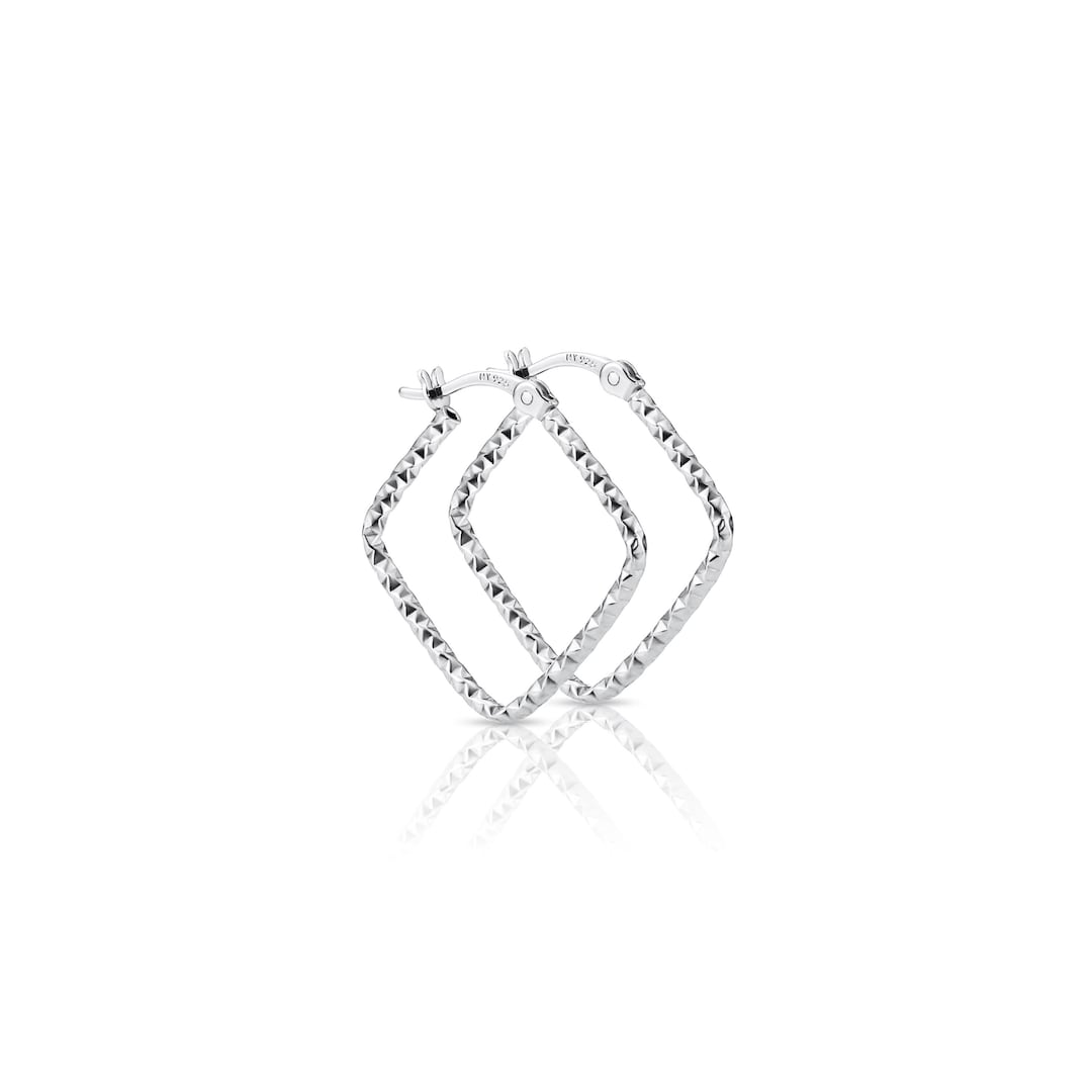 Dainty Diamond-shape Hoops With Smooth Triangle Grooves, Thin Hoop ...