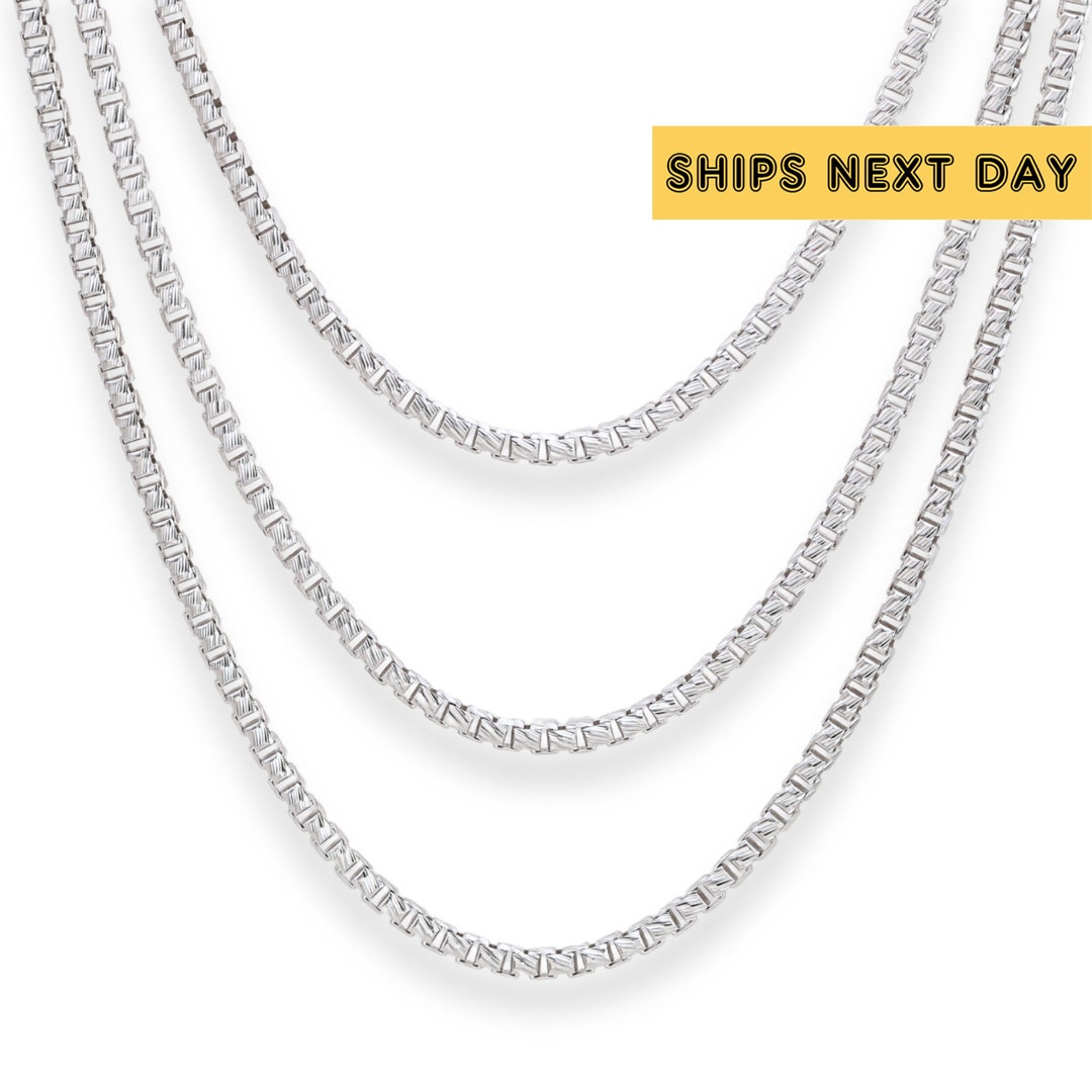 Sterling Silver Italian Box Chains Unique Diamond-cut - Etsy