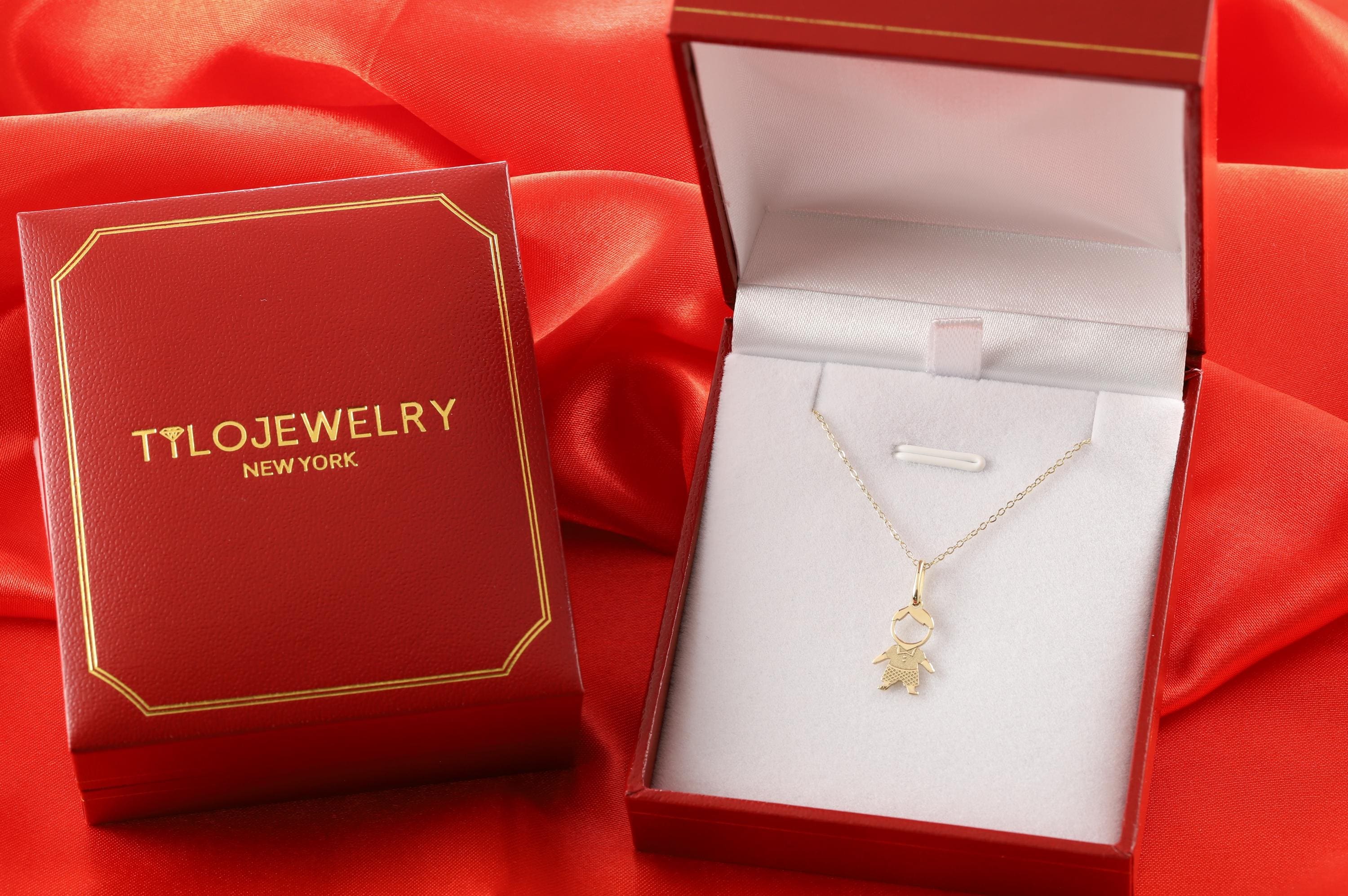 14K Yellow Gold Little Boy Pendant, Solid 14K Gold Charm Pendant ...