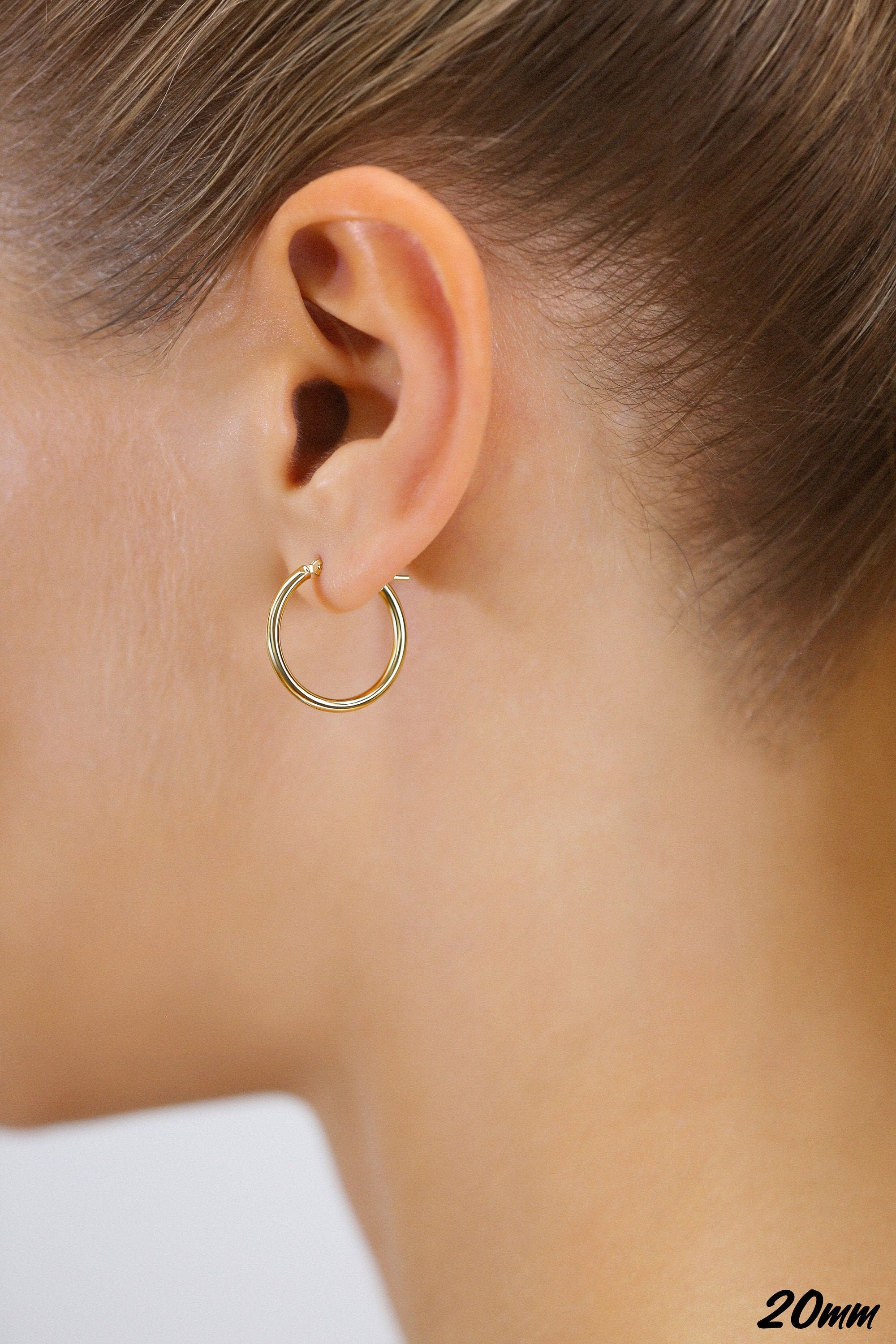 Solid 14K Gold Hoop Earrings, 14K Yellow Gold Hoops With a Classic ...