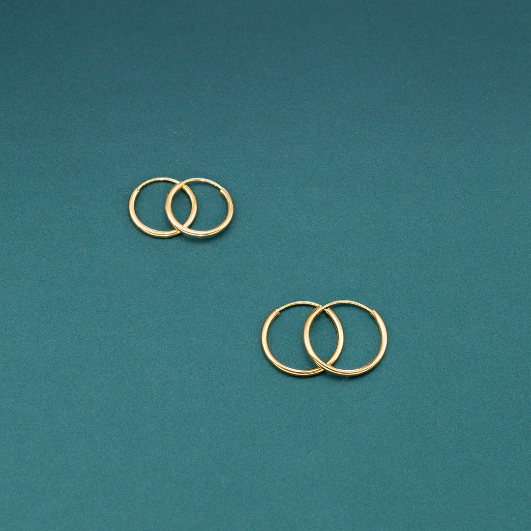 14K Yellow Gold Endless Hoops Essential Minimalist Style - Etsy