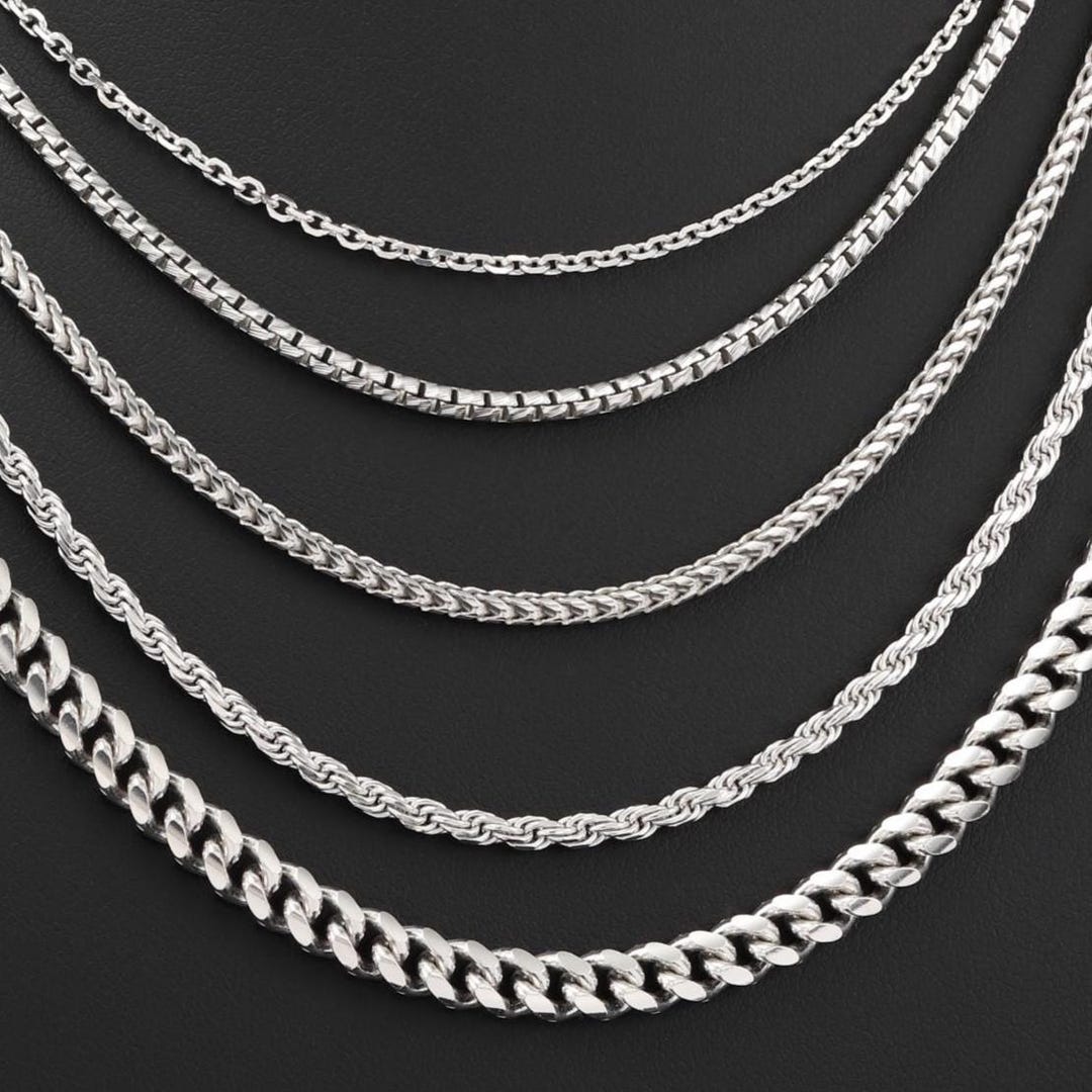 925 Sterling Silver Italian Chain Necklaces, Solid Sterling Silver ...