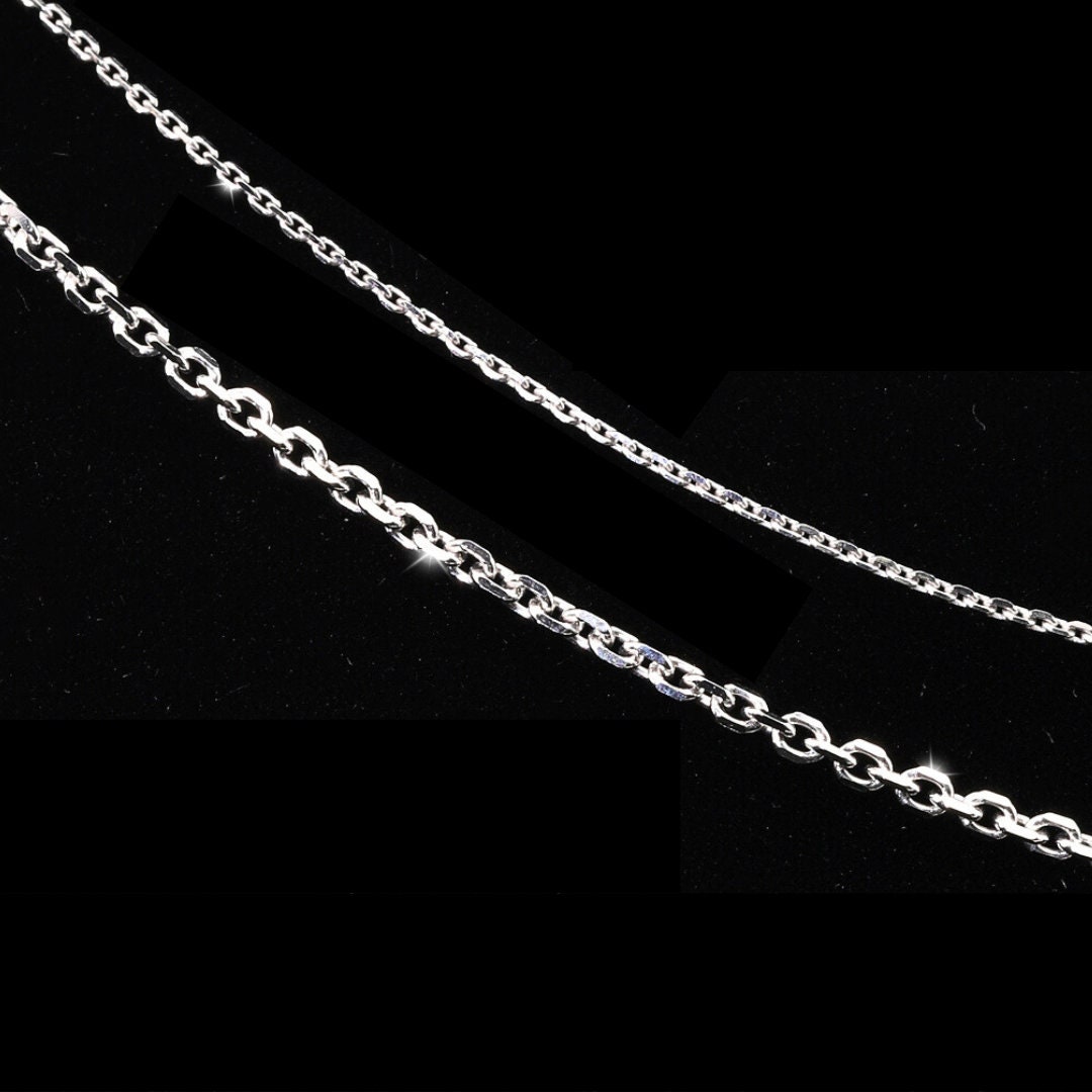 Diamond-cut Italian Cable Chain in 925 Sterling Silver, Super Fine and ...