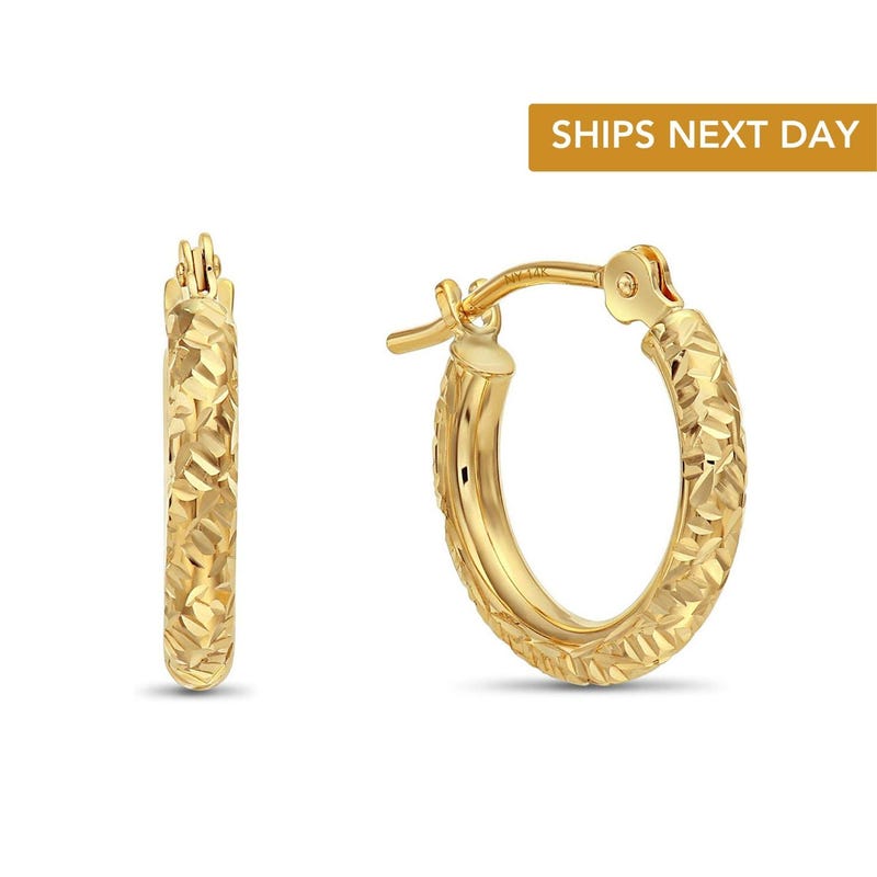 14k Diamond Huggies Thin - Etsy