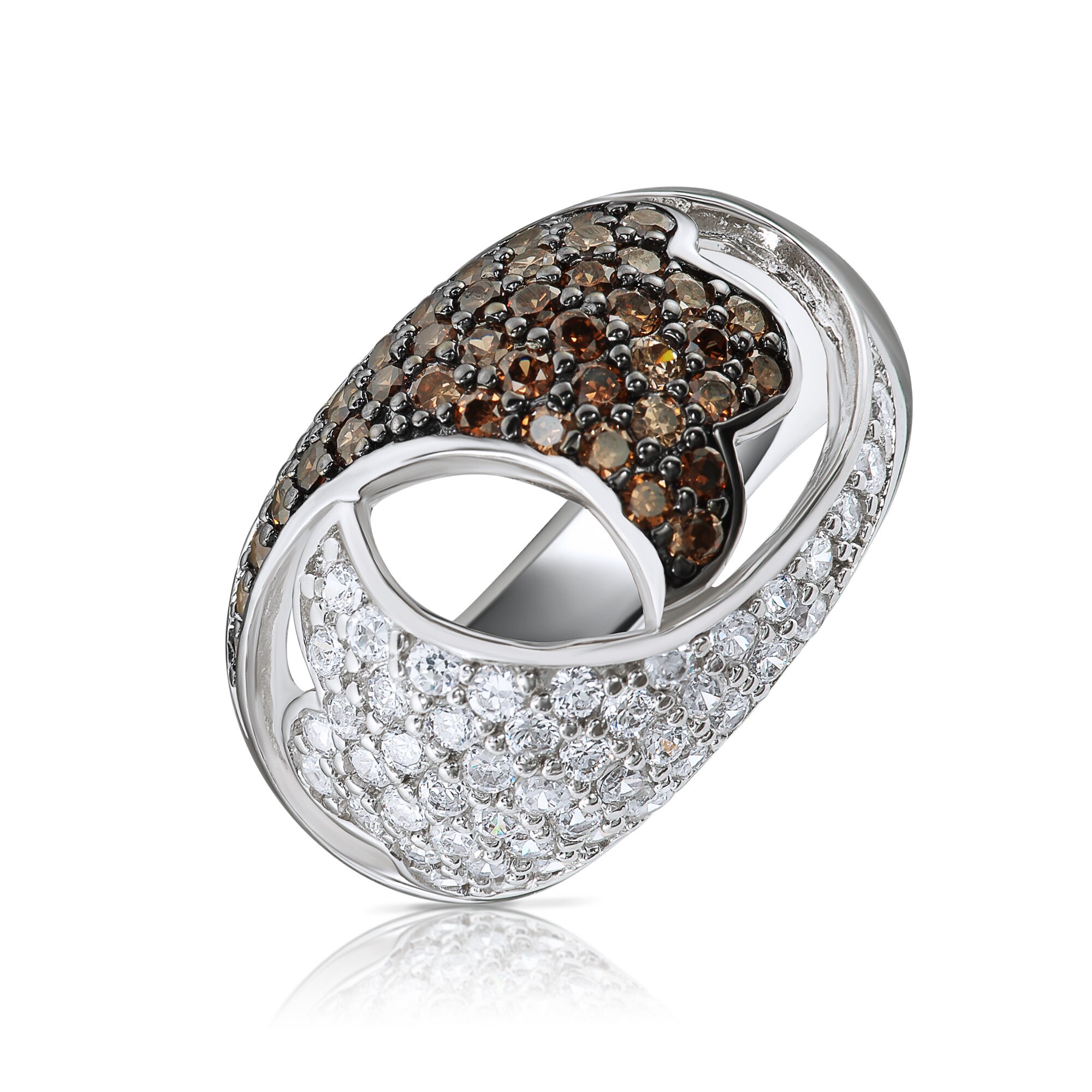 Sterling Silver Unique Statement Ring With White & Coffee - Etsy