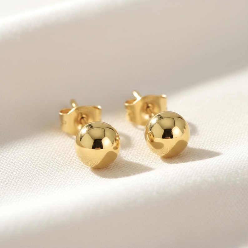 14K Gold Filled High Polished Round Ball Studs, Hypoallergenic Nickel ...