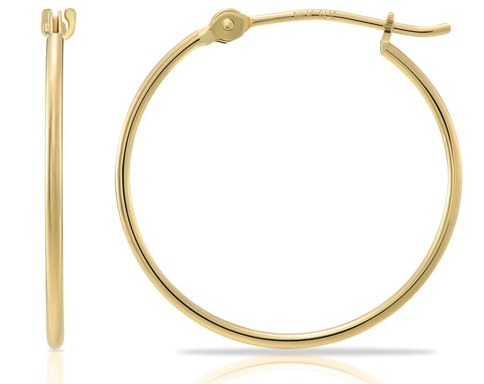14k Solid Gold Thin Endless Hoops gold Lightweight Hoops dainty Hoops ...