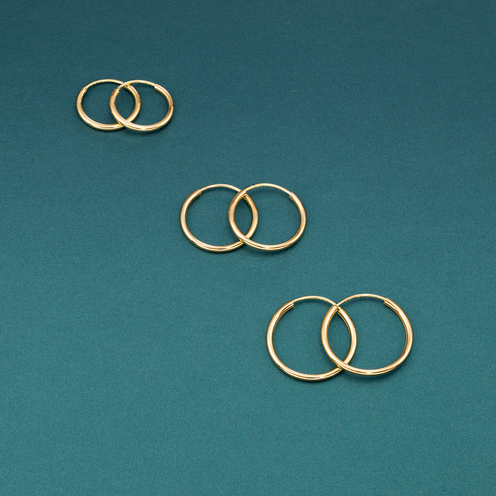 14K Yellow Gold Endless Hoops Essential Minimalist Style - Etsy