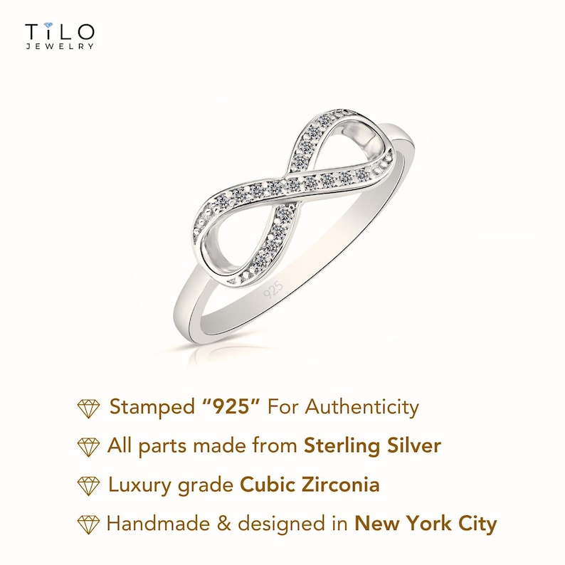 925 Sterling Silver Infinity Band Ring, With Sparkling Cubic Zirconia ...