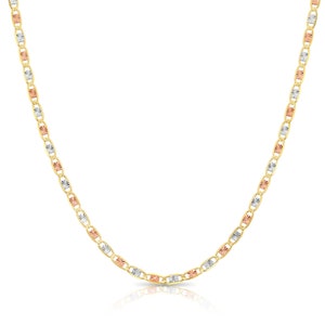 14K SOLID Gold Valentino Chain, Tri-color Link Necklace, Made in Italy ...