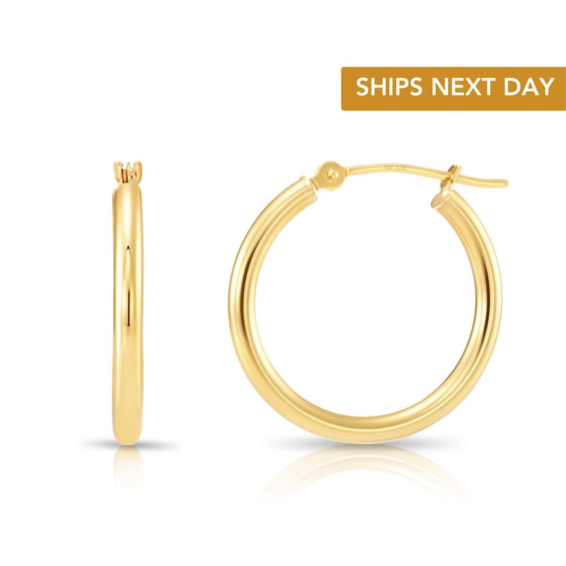 10k 1 Inch Hoop Earrings - Etsy