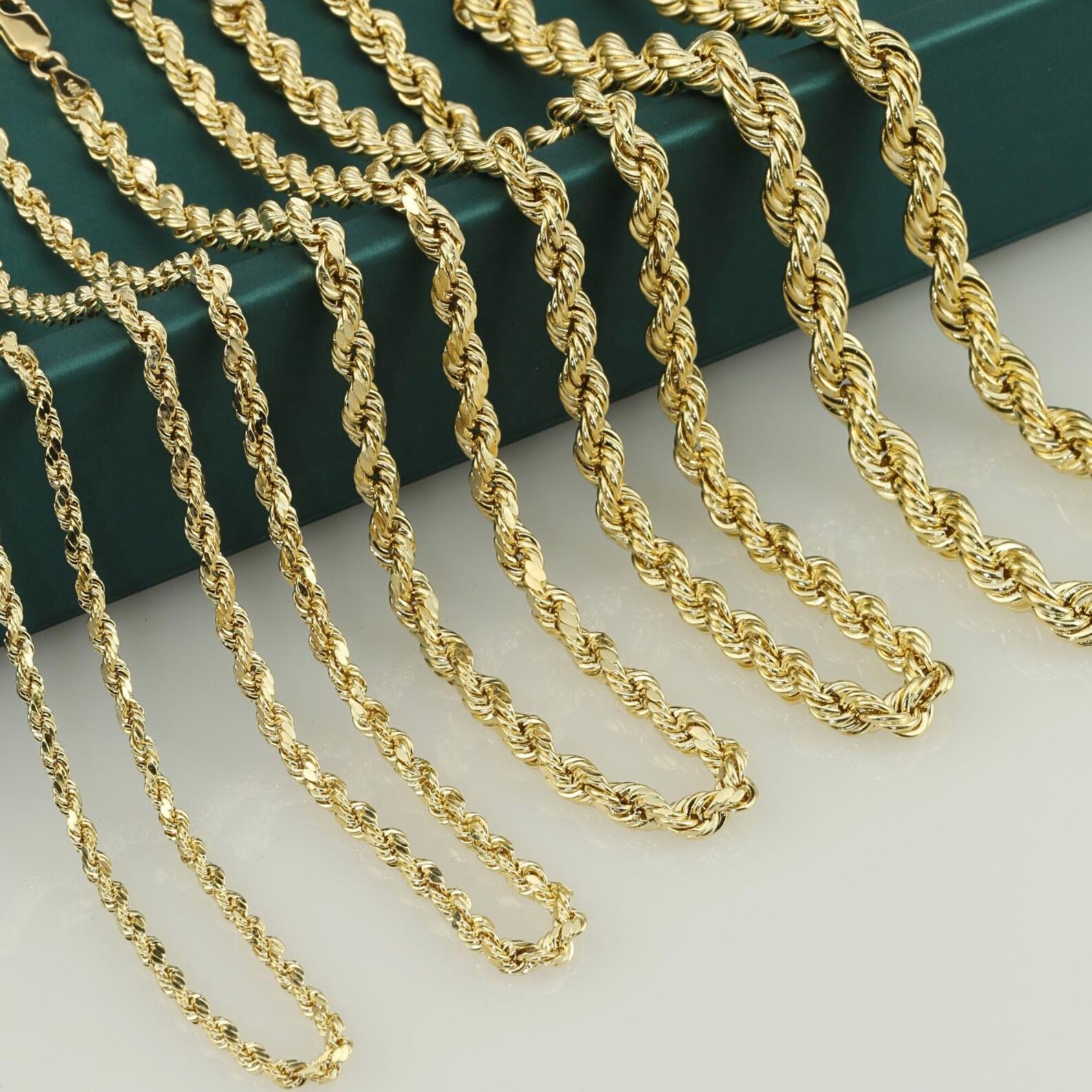 10K Yellow Gold Rope Chains, Solid 10k Gold Necklace, 2mm 3mm 4mm 5mm ...