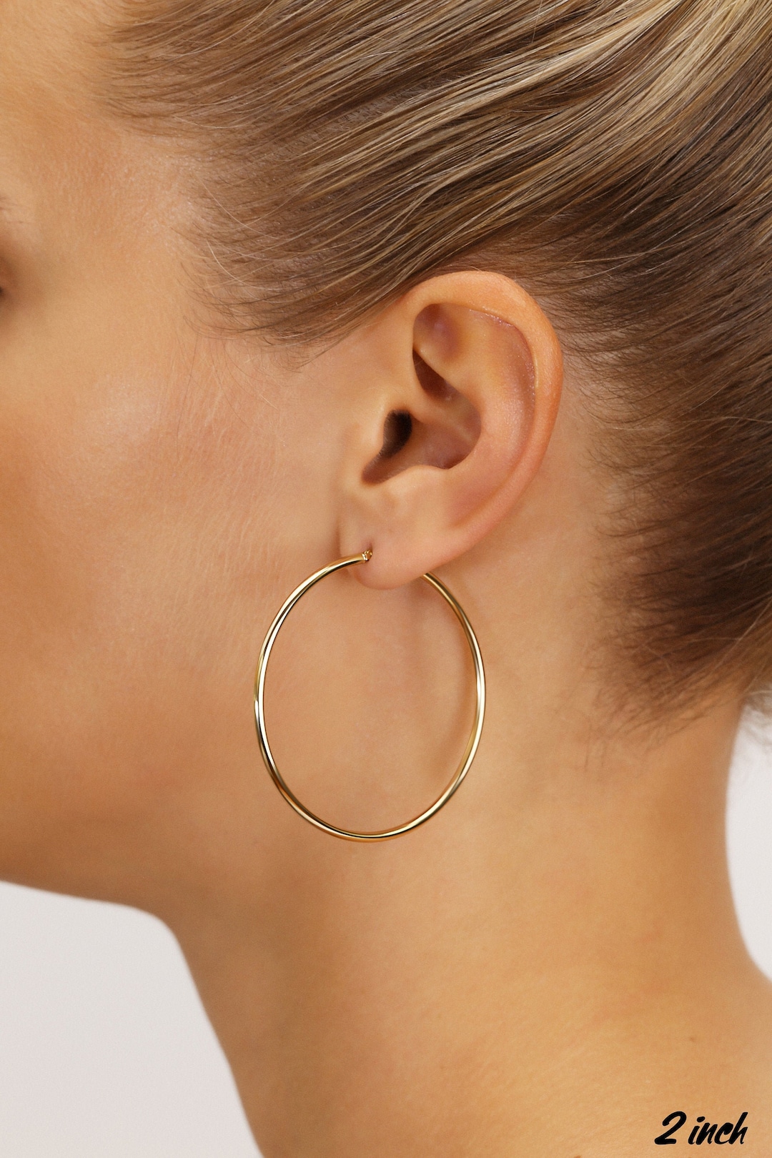 14k Gold Big Hoop Earrings, Large Hoops for Women, 2 Inch Gold Hoops ...