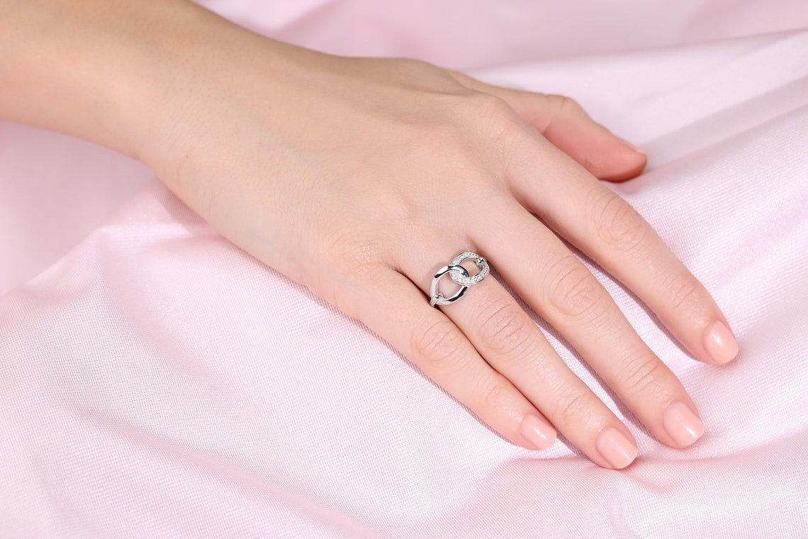 Open Circle Wide Link Ring Cubic Zirconia Ring in .925 - Etsy