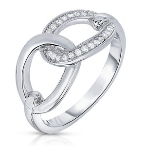 Open Circle Wide Link Ring Cubic Zirconia Ring in .925 Sterling Silver ...