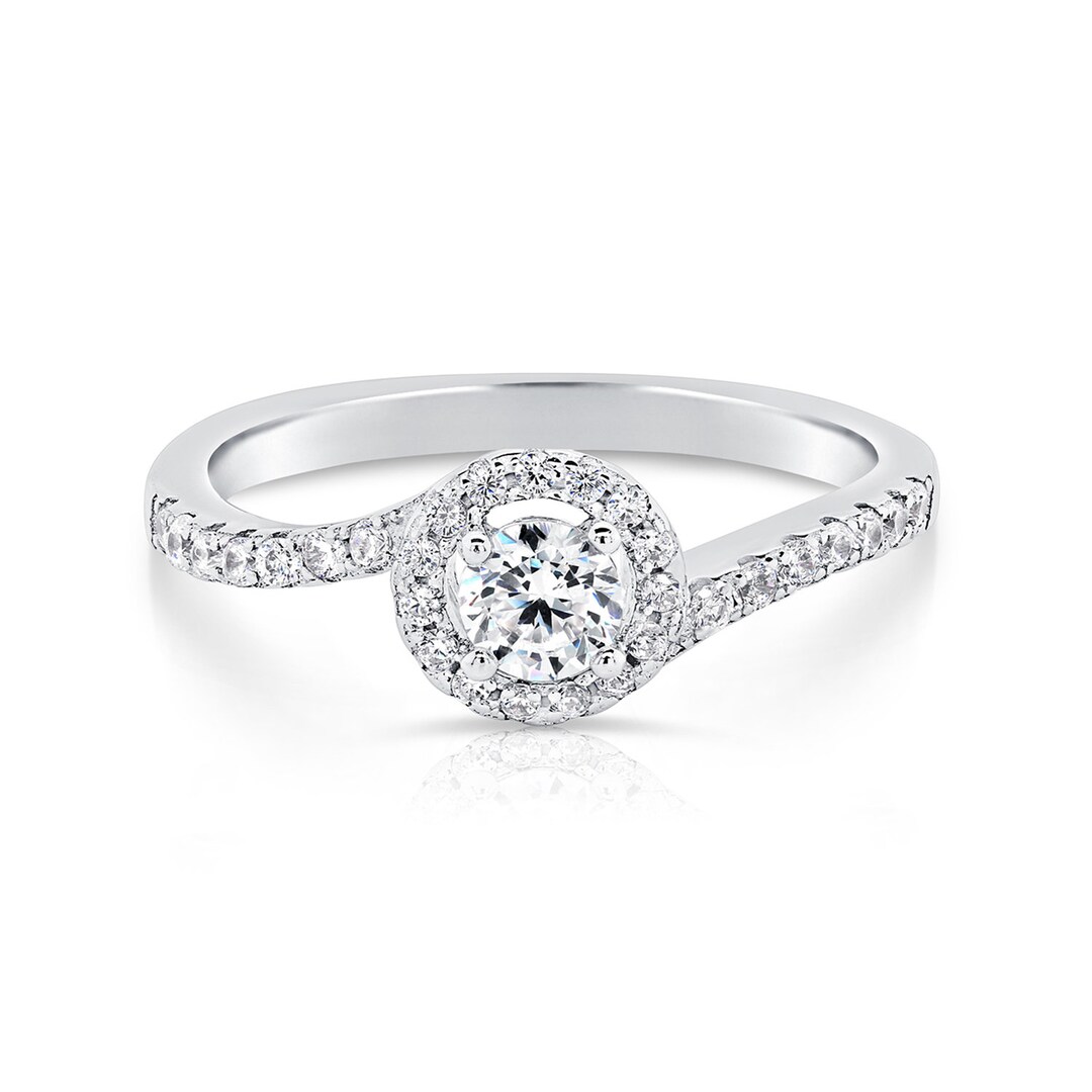Engagement Ring, Simulated Diamond Ring in Sterling Silver, April ...