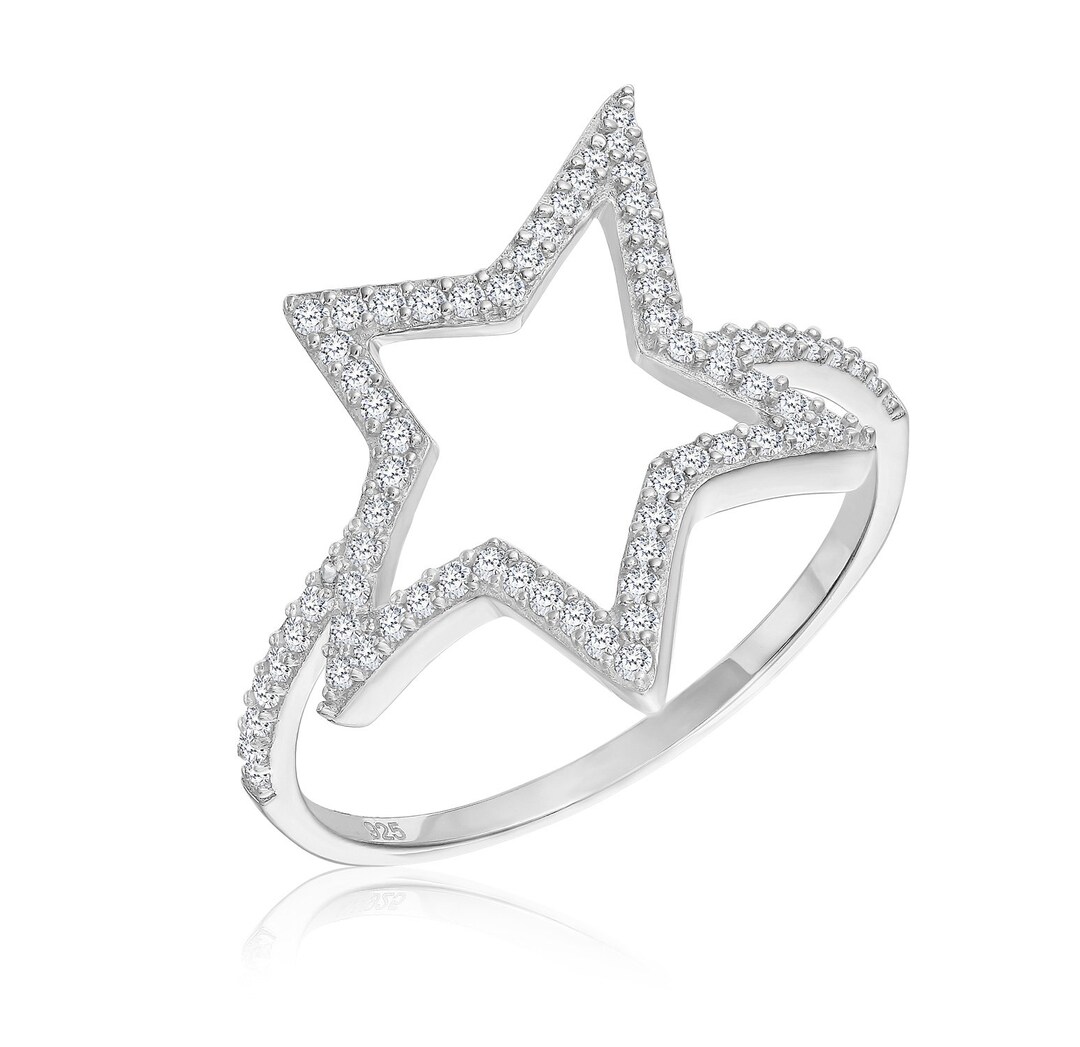 Open Star Shape Ring in Sterling Silver, Stylish and Trendy Ring - Etsy