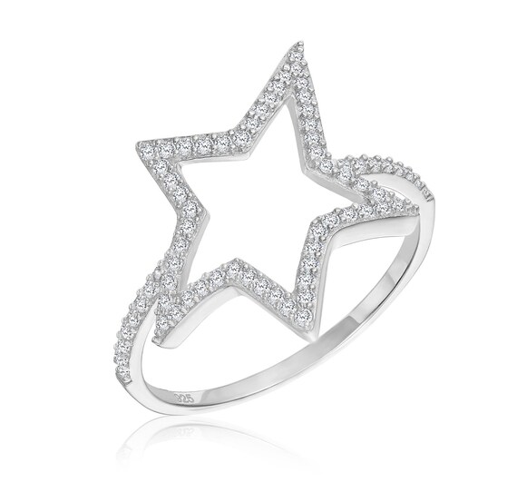 Open Star Shape Ring in Sterling Silver Stylish and Trendy - Etsy