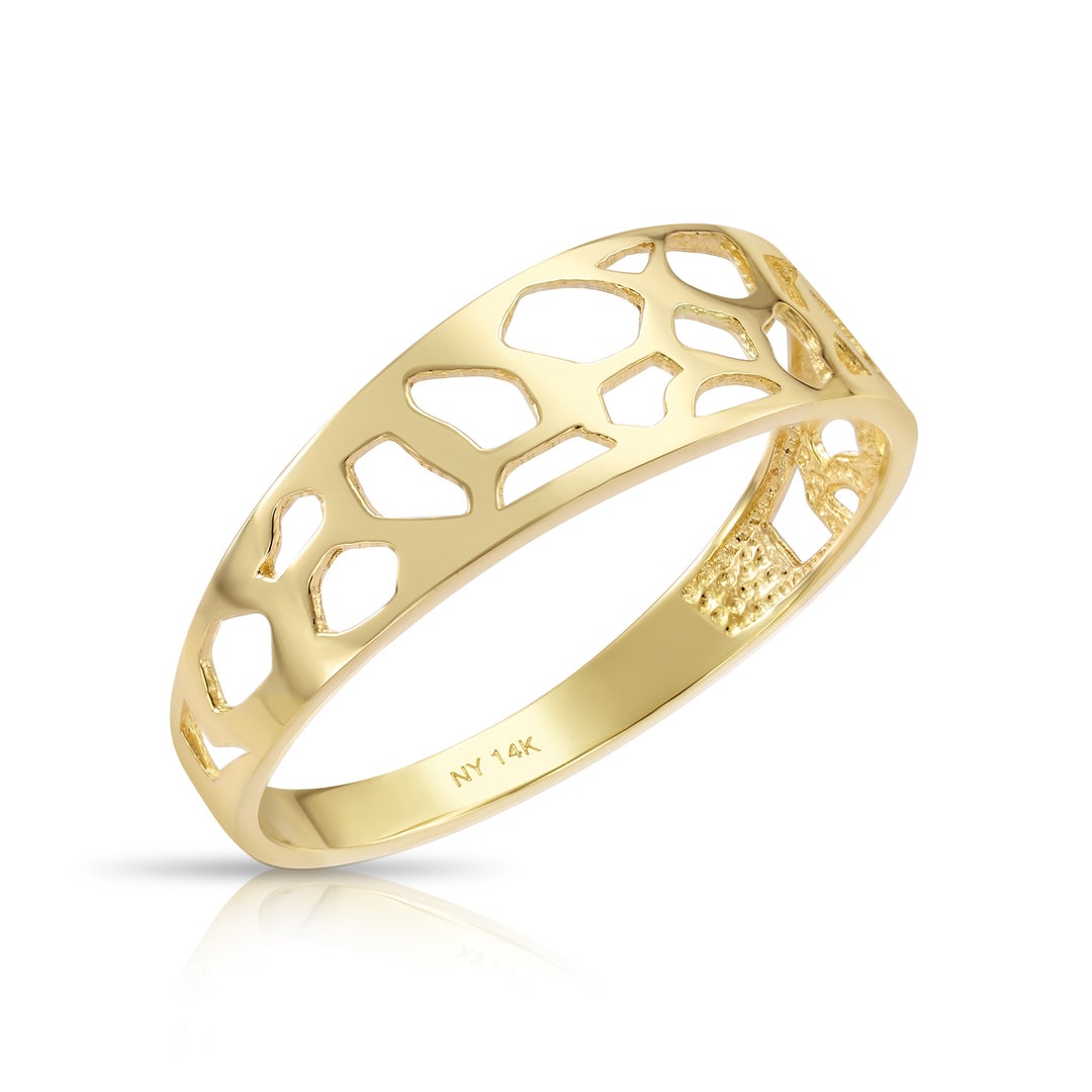 Solid 14k Gold Openwork Ring, 14k Yellow Gold Stackable Ring, Gift for ...