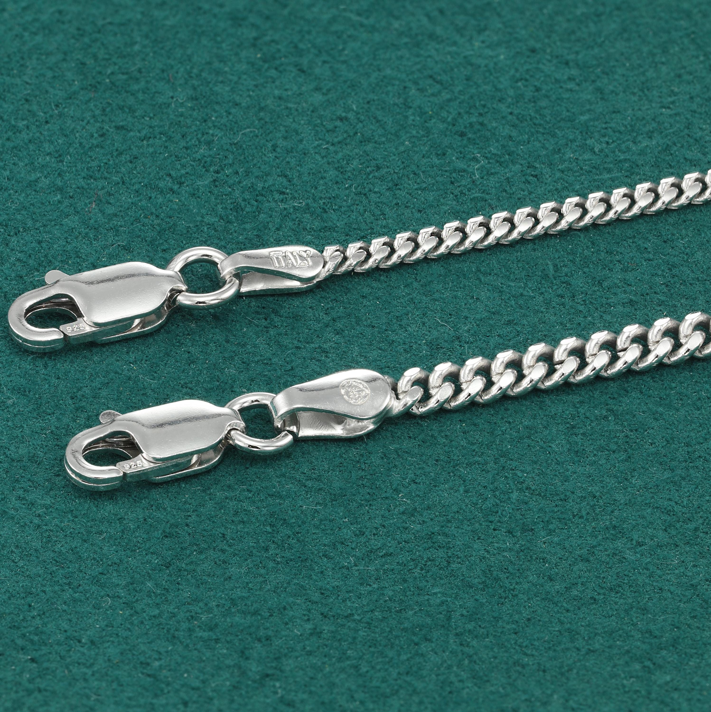 Solid Sterling Silver Cuban Chains, Italian 925 Pure Sterling Silver ...