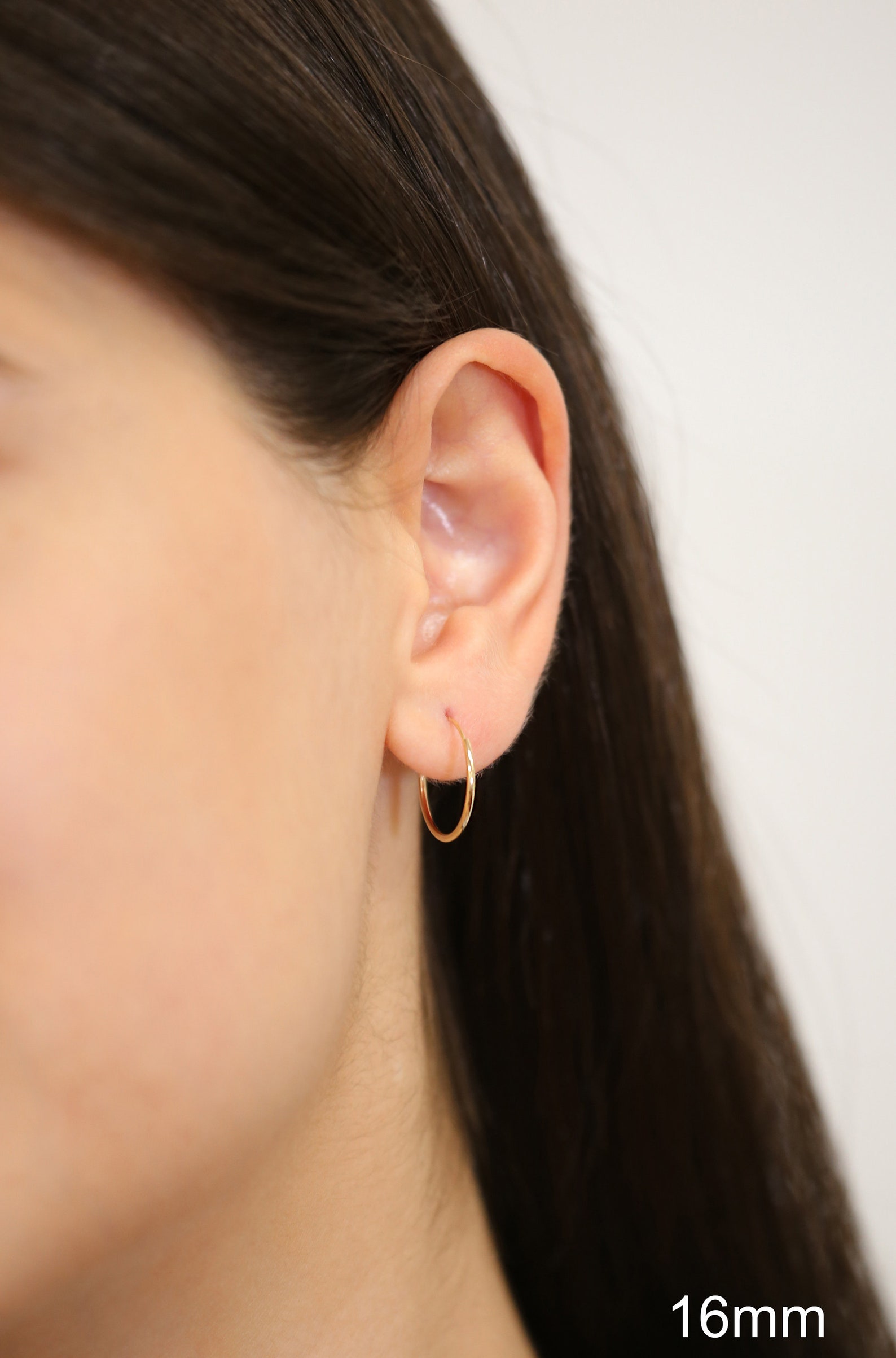 14K Yellow Gold Endless Hoop Earrings, Essential and Minimal Round ...