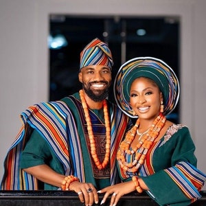 Classic Sanyan Iro and Buba Asooke/ Yoruba Asooke/ 4 Pieces Complete ...