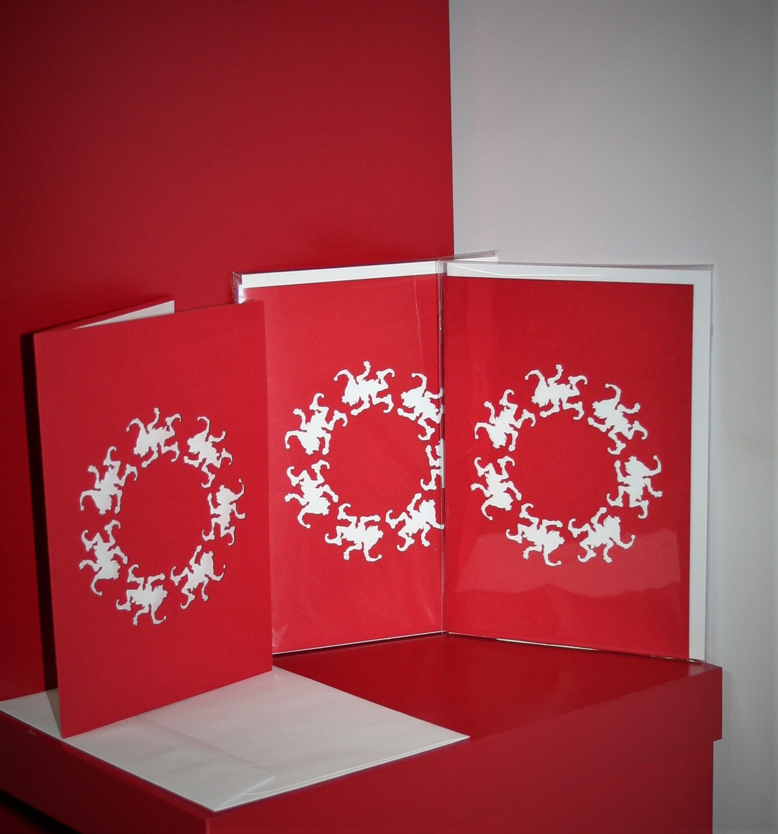 Christmas Card Round of Elves - Etsy UK