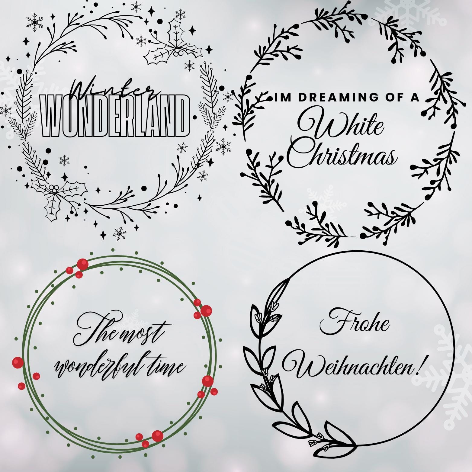 Plotterdatei png, Plottervorlage svg, Fensterbild, Weihnachtskranz, Winterdekoration ...