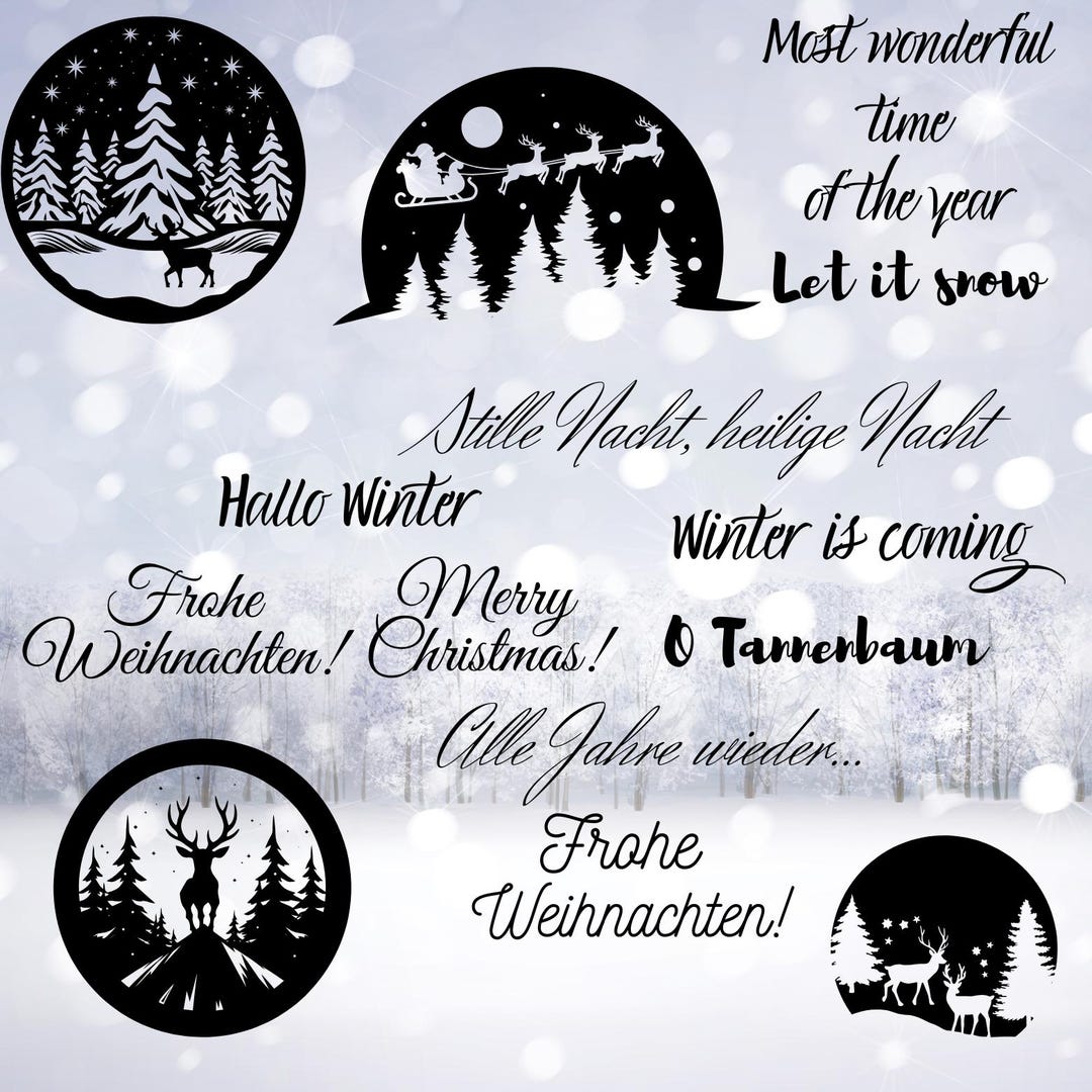 Plotter File, Plotter Template, Window Picture, Deer, Winter Landscape ...