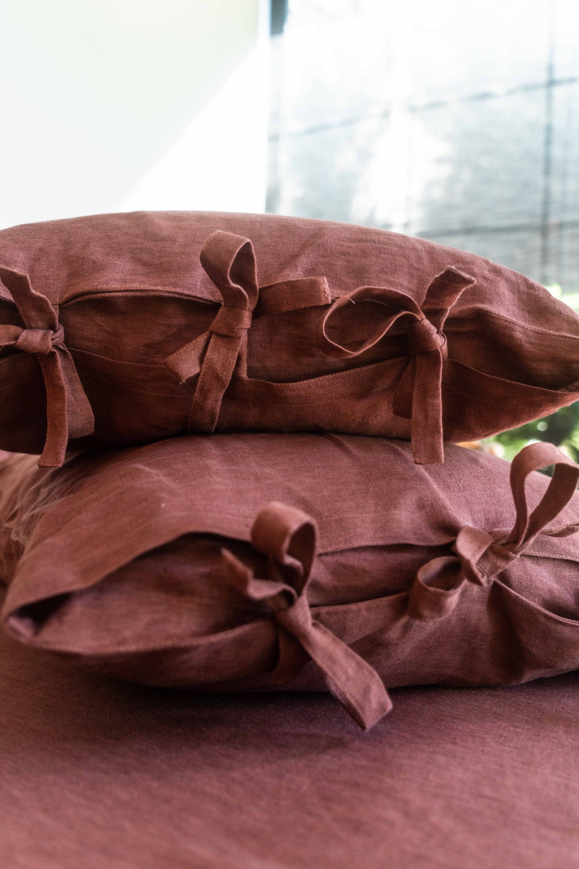 Linen Sheet Set in Clay Color. Fitted Sheet,flat Sheet, 2 Pillowcases ...