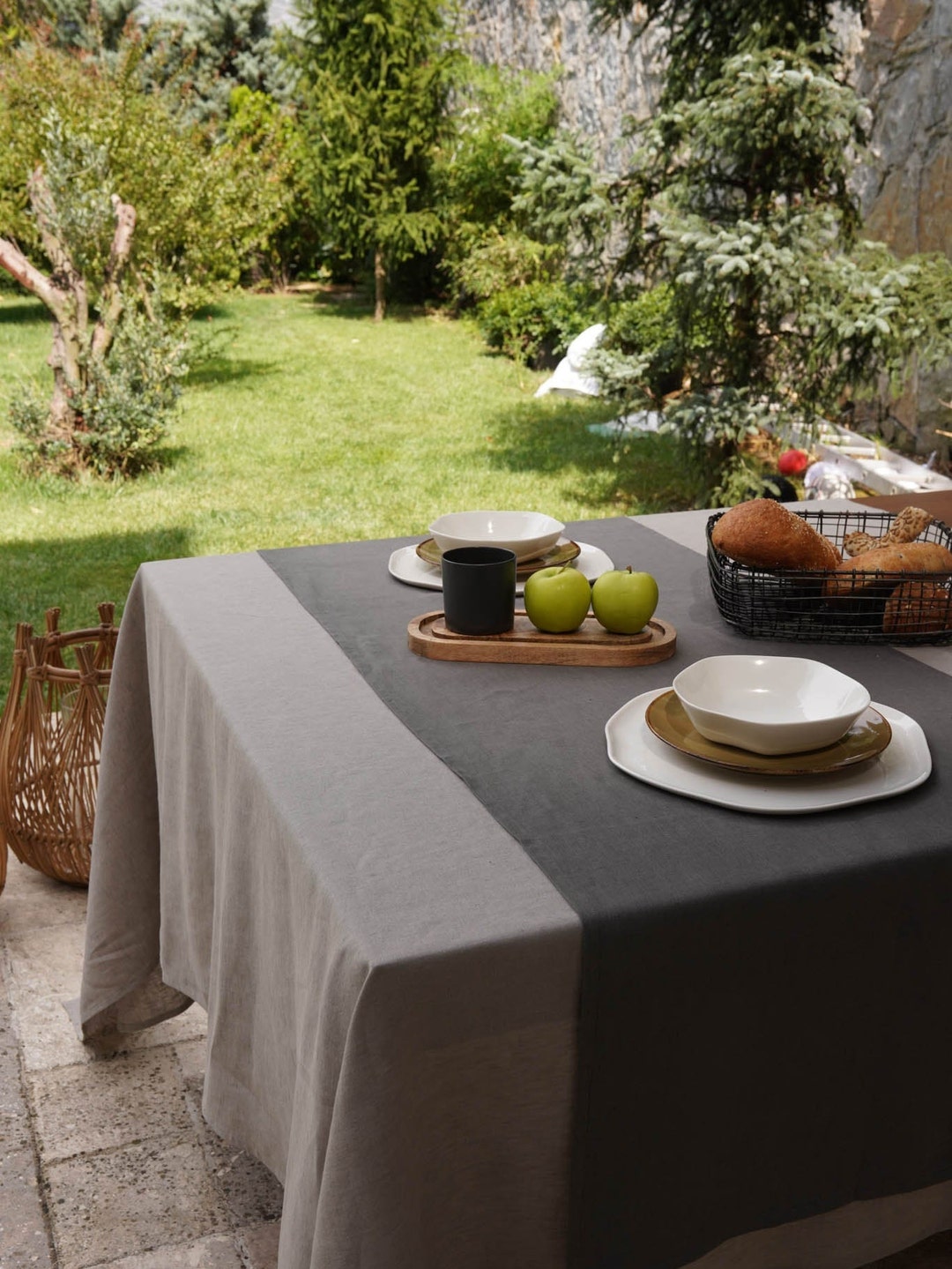 Light Gray Linen Tablecloth.washed Soft Linen Table Cloth. Square ...