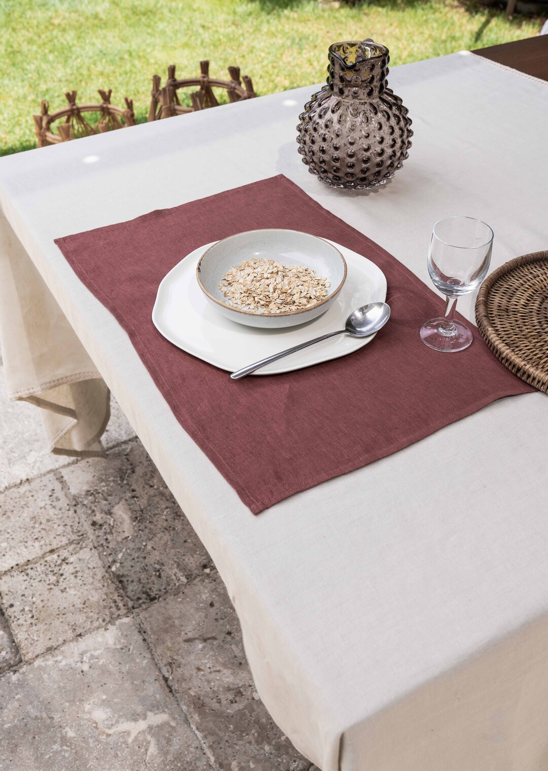 Linen Placemats. Set of 2 Linen Placemats in Clay Color. Linen Placemat ...